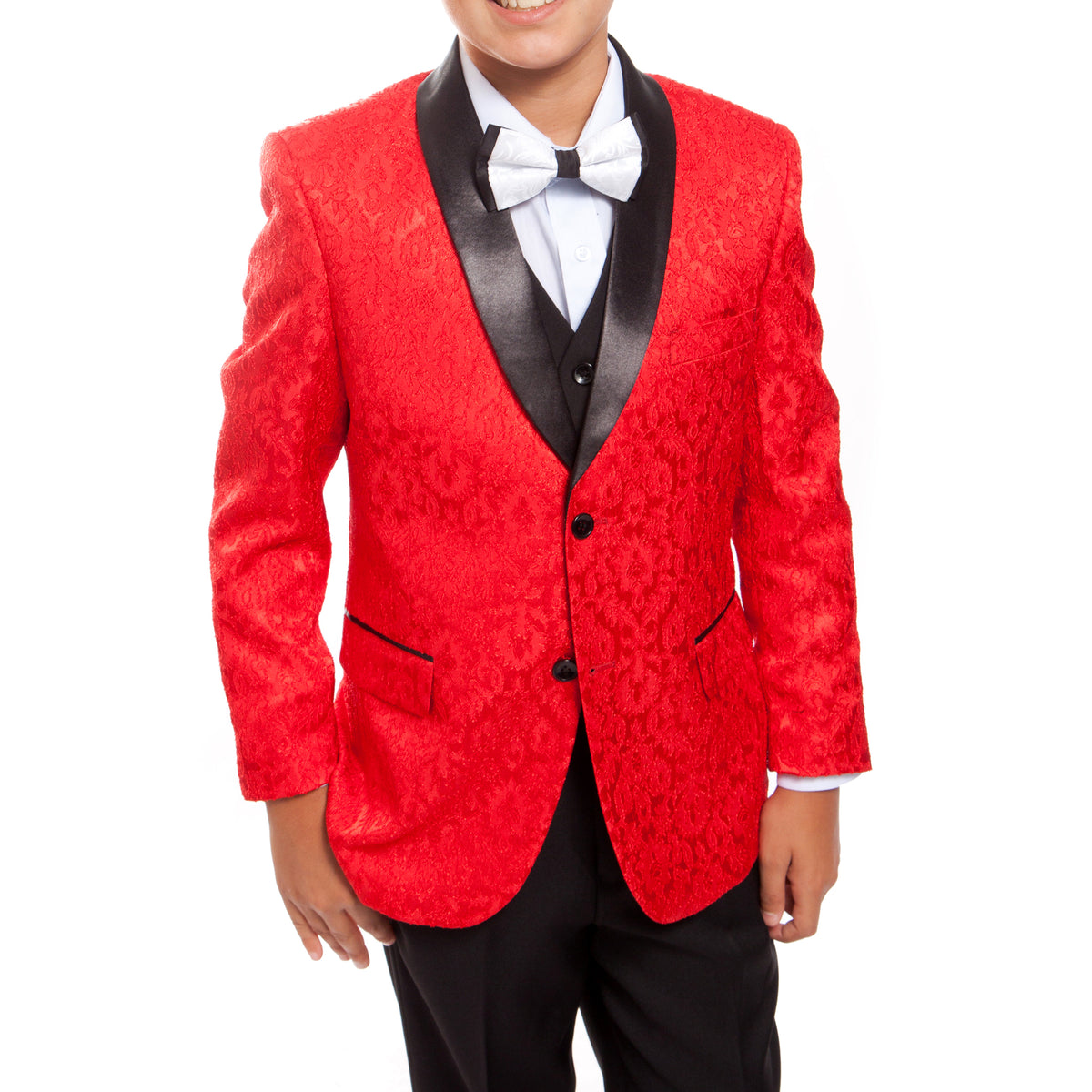 Tazio Red / Black Formal Suits For Boys – Phirst Impression Menswear